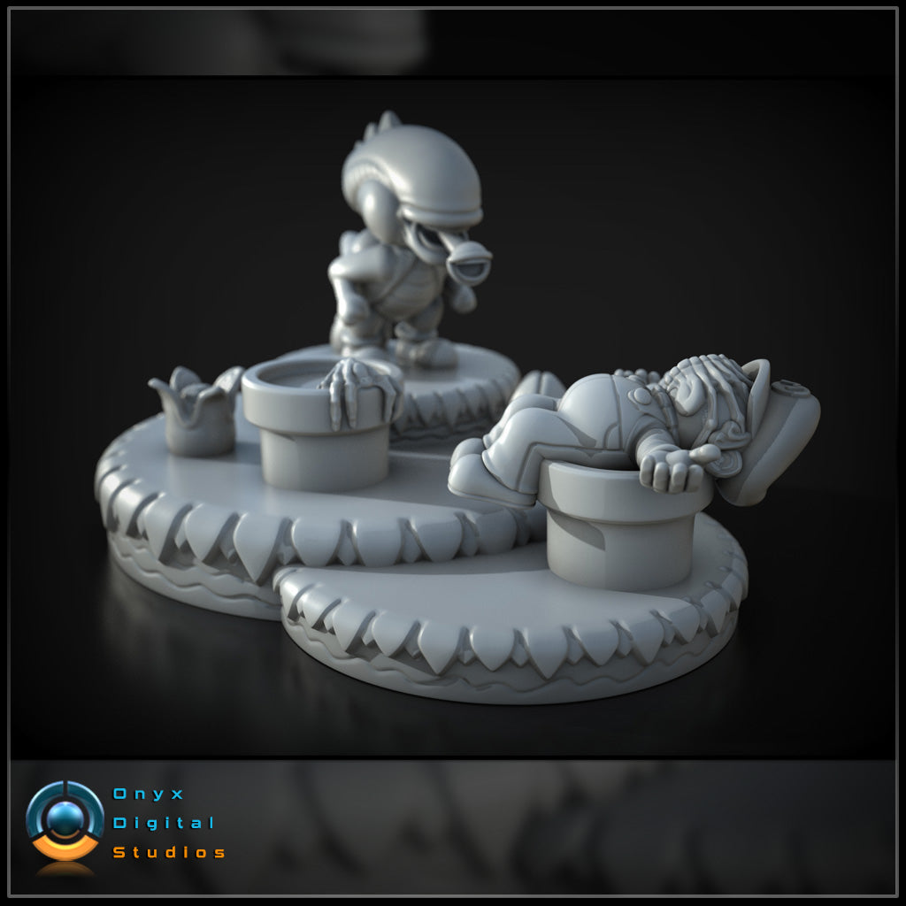 Yoshi Aliens Mashup Diorama – Onyx Digital Studios